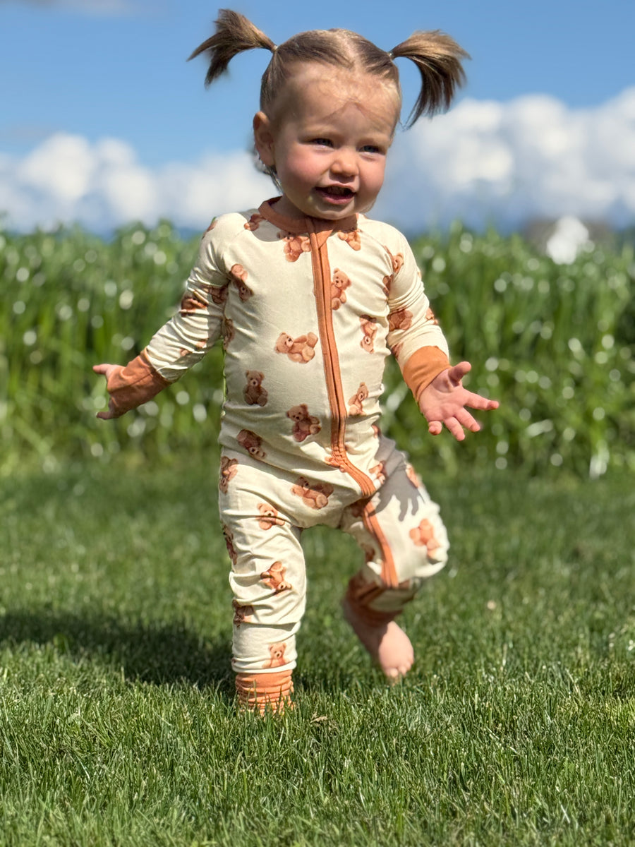 Convertible Footed One Piece Teddy Bear – Sunset Snuggles