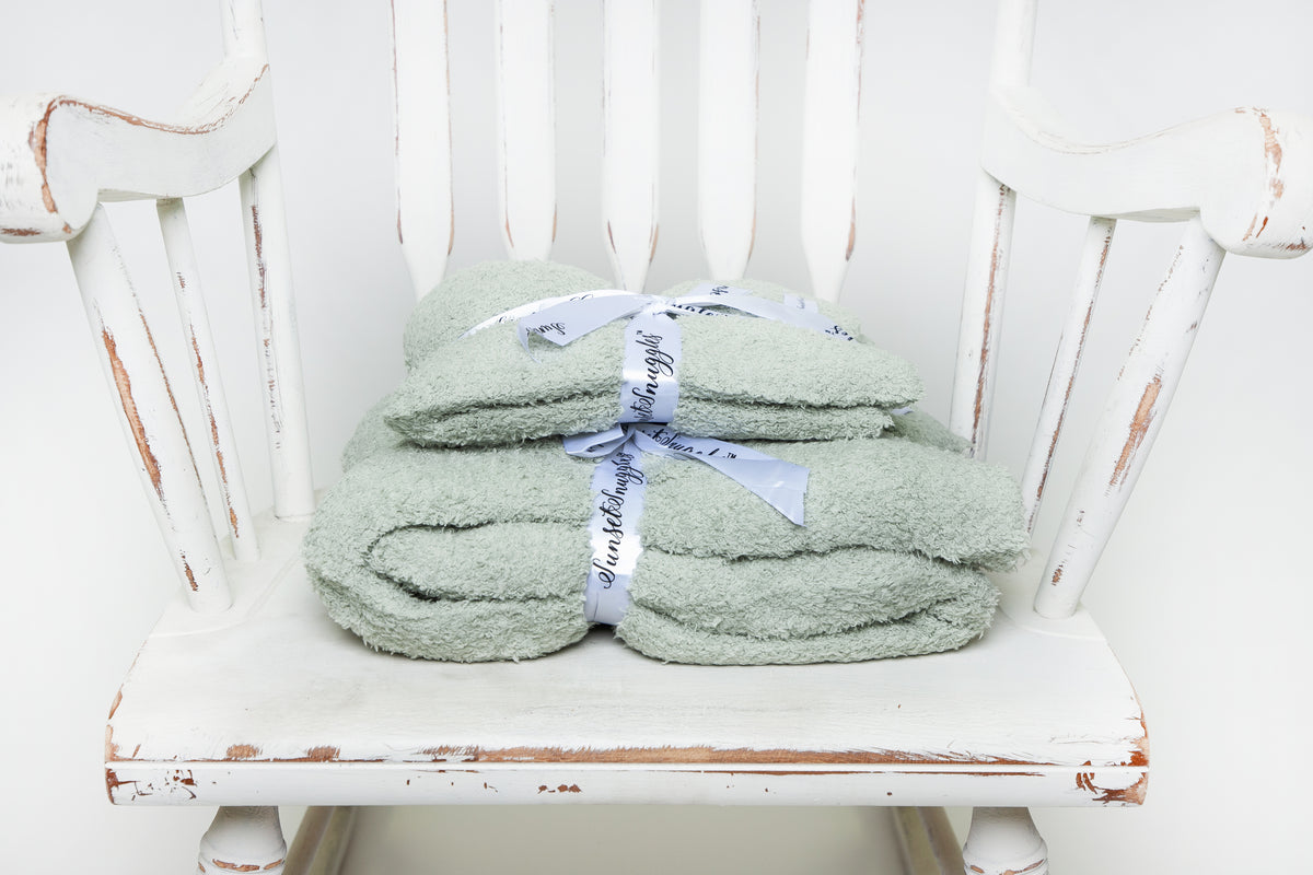 Desert Sage Solid Double Layered Print Toddler Blanket – Sunset Snuggles